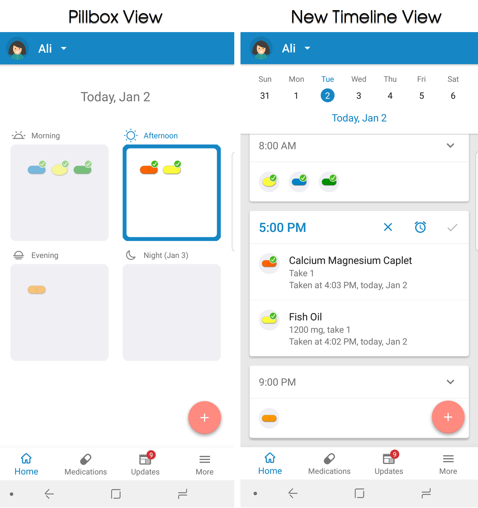 New on Android: Menu Bar and Timeline - MedisafeApp
